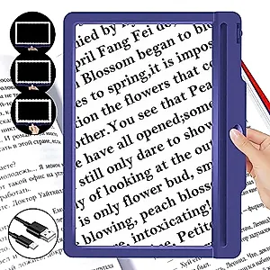 Upgrade Page Magnifying Glass for Reading - 5X Rechargeable Large Lens Magnifier Full Page Rectangular Reading Magnifier 43 LED with Light for Book and Low Vision Person