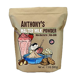 Anthony's Malted Milk Powder 1.5lb, For Ice Cream, Milk Shakes, and Baking, Non GMO, Made in USA
