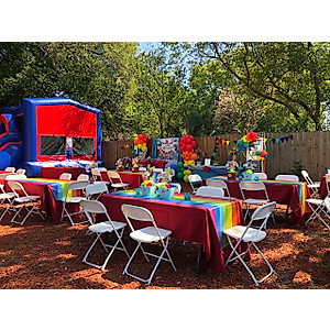 Oojami 4 Pack Rainbow Table Cover Rainbow Theme Tablecloth Party Supplies Ideal for Birthday Parties, Carnival, Baby Shower Table Cloth
