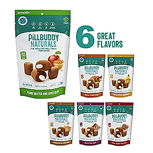 Presidio Pill Buddy Naturals - All Natural Ingredients - PB & Apple Recipe Pill Hiding Treats for Dogs - Make A Perfect Pill Concealing Pocket Or Pouch for Any Size Medication - 30 Servings