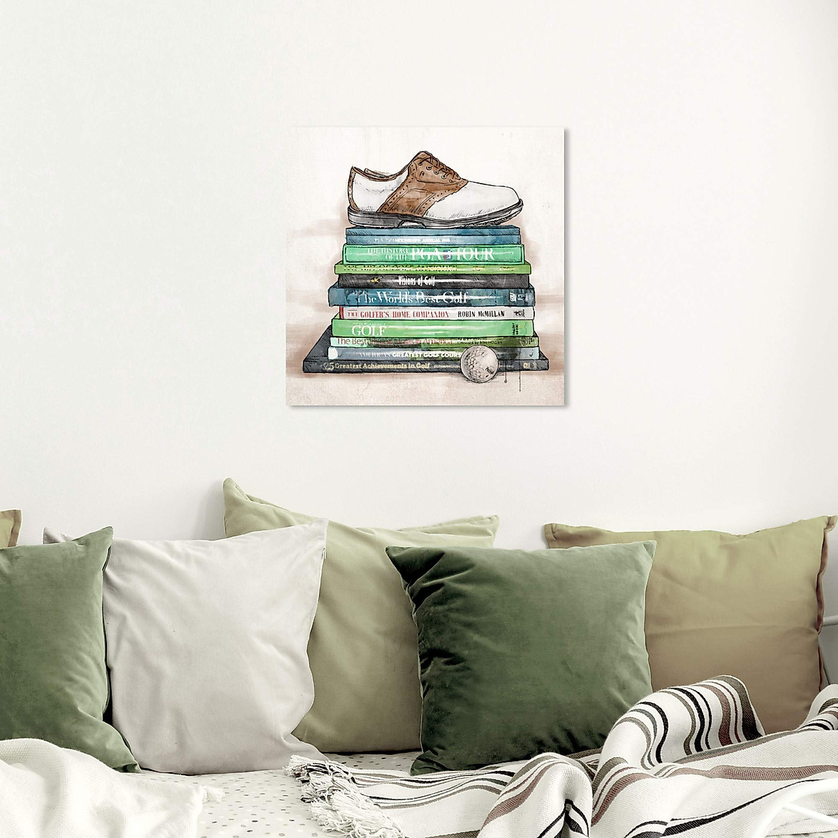 Wynwood Studio Fashion and Glam Wall Art Canvas Prints 'Golf Books' Home Décor, 20 in x 20 in, Green, Brown