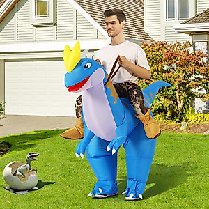 GOOSH Inflatable Dinosaur Costume for Adult Halloween Costume Women Man Riding Costume Funny Blow up Costume for Halloween Party Cosplay