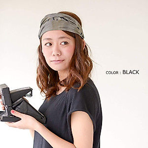 CHARM Tie Dye Bandana Headband For Women, Men's Loose Fitting Boho Headscarf, Wide Hand Dyed Hippie Hair Band For Dreads Black