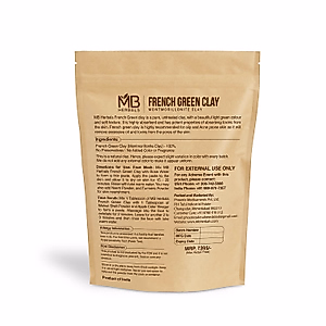 MB Herbals French Green Clay 8 oz | 0.5 lb / 227 Gram | 100% Pure Montmorillonite Clay | Absorbs Excess Oil | Detoxifies Skin | Recommended For Oily Skin | No Chemical Preservatives