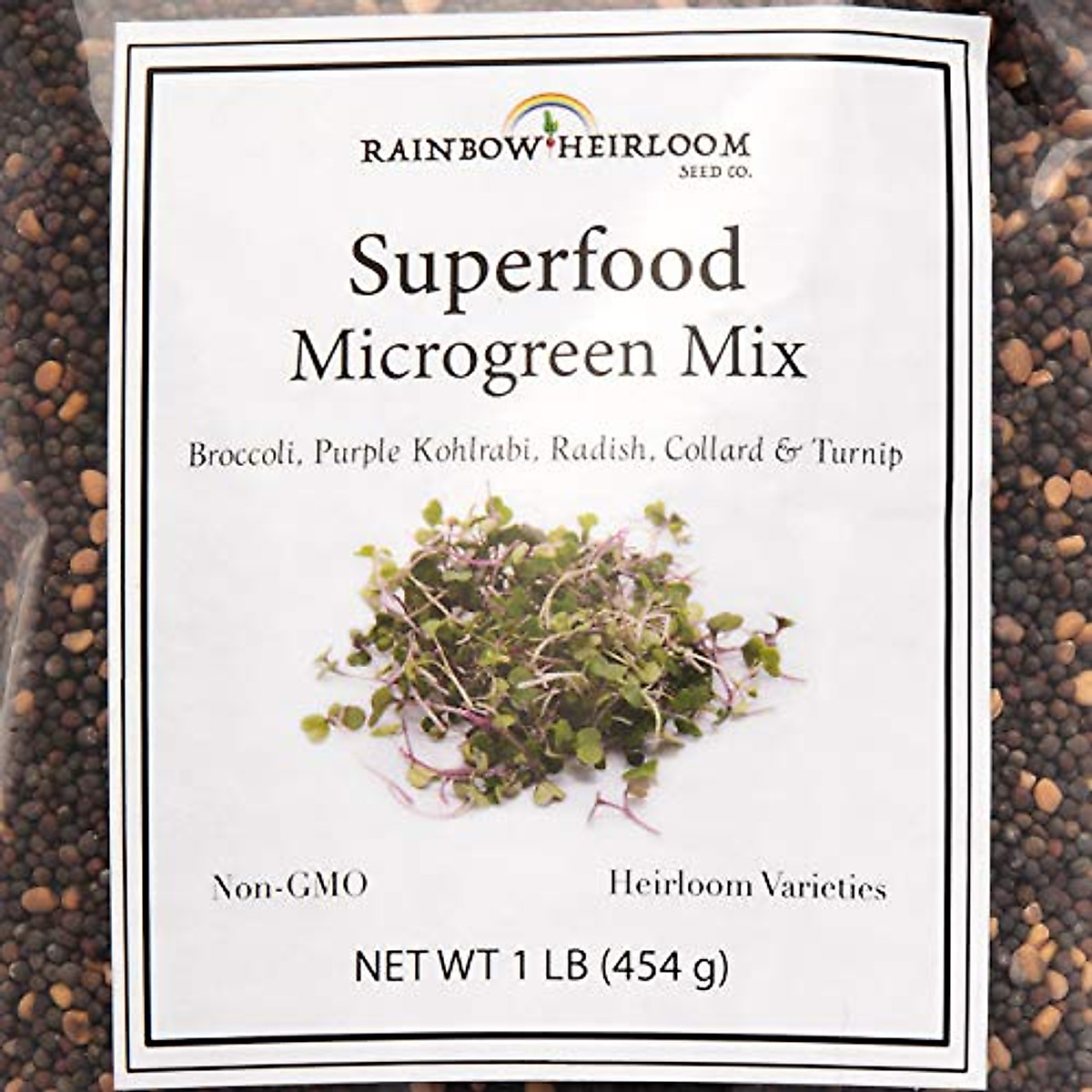Superfood Microgreen Seeds Mix | for Microgreens Growing Trays | 1 LB | Heirloom Non GMO Purple Kohlrabi, Collard, Radish, Turnip & Broccoli Sprouts Seeds | Rainbow Heirloom Seed Co.