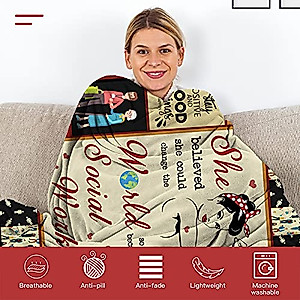 Joyloce Social Worker Practitioner Blanket Birthday Gift 60"x50" for Women - Lightweight Soft Warm Cozy Fuzzy Throws Blankets for Home Bedroom Sofa Couch Decor with Beautiful Print