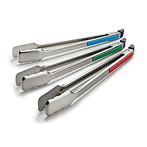 Broil King 64312 3-Pack Color-Coded Baron Grill Tong Set, one Size, Blue,Green,Red