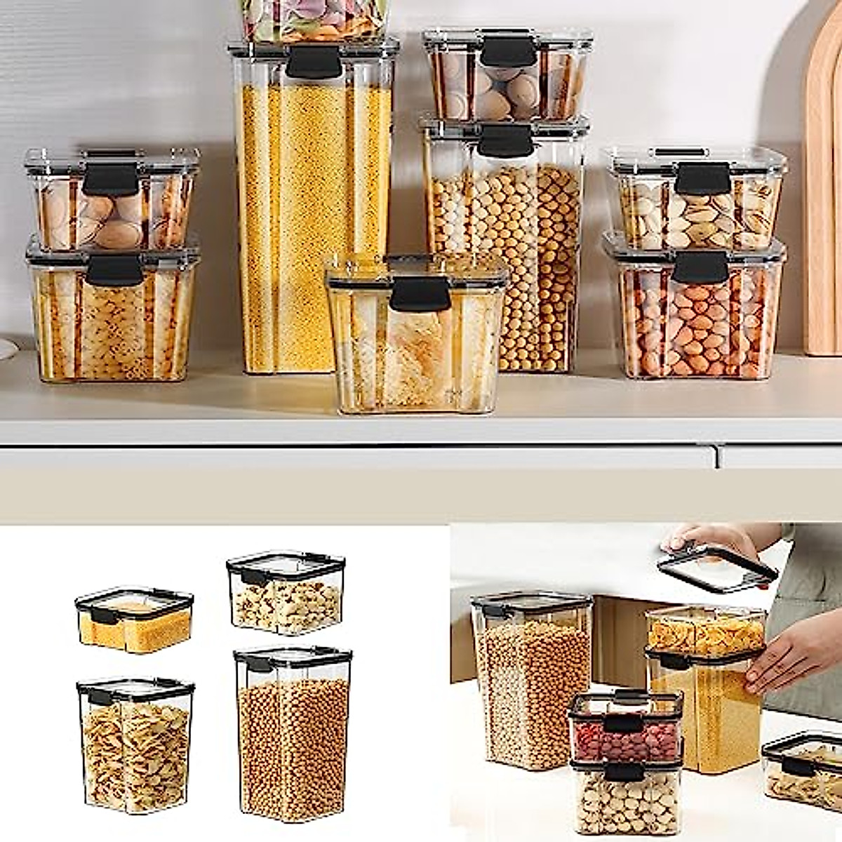TeoYes Home Storage Jars Clear Multifunctional Airtight Damp-proof Storage Jars with Lids Kitchen Storage Tank (C1,460ML)