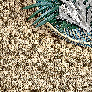 nuLOOM Hesse Checker Weave Seagrass Area Rug, 10' x 14', Natural
