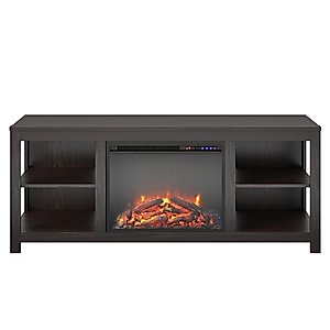 Ameriwood Home Melville Electric Fireplace Console Stand for TVs up to 74", Espresso