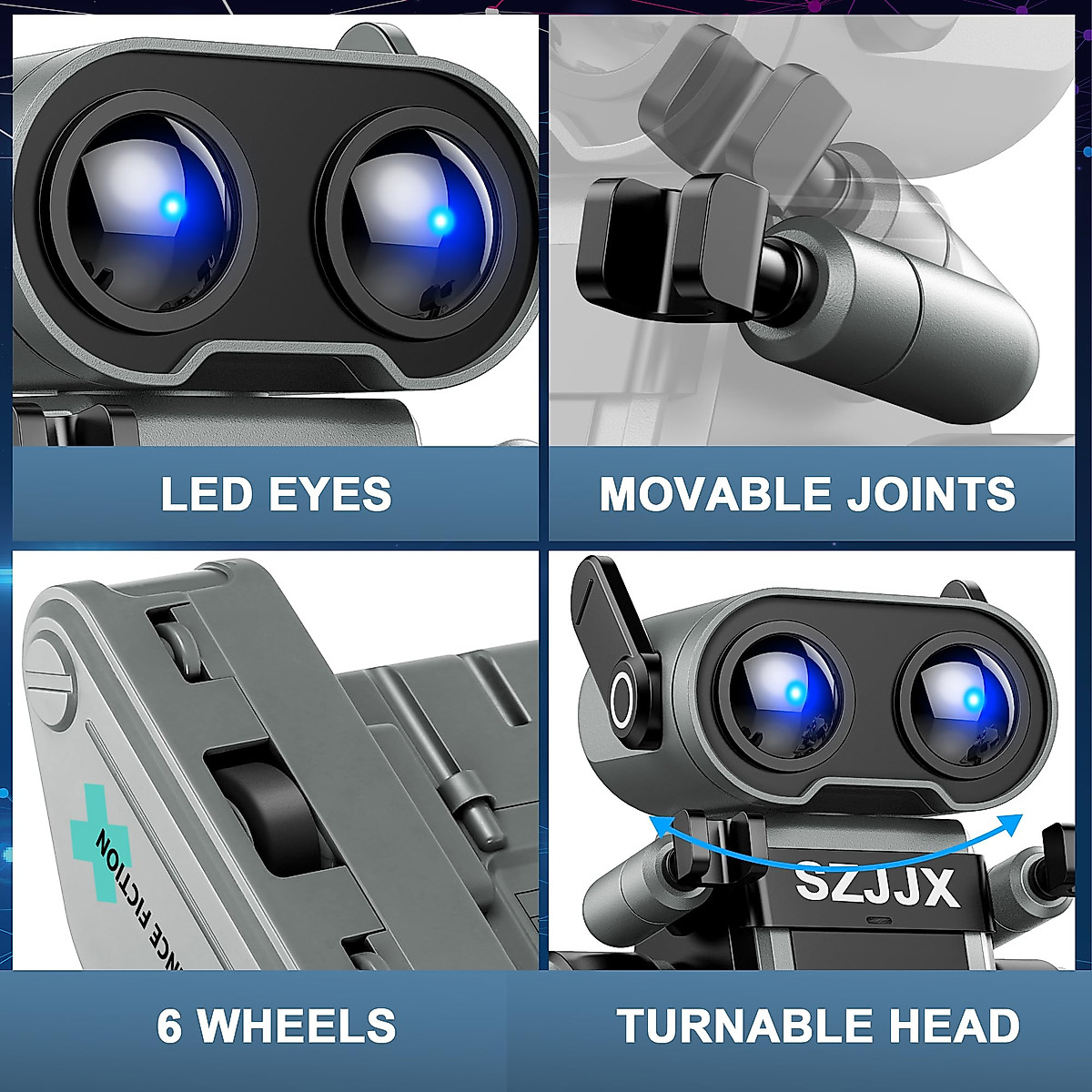 Robot Toys for Kids 3-5 5-7,Rechargeable Remote Control Robot Toy,Interactive Toy Robot for Kids with LED Eyes & Music & Dance,Intelligent Robots Toys Gifts for 3 4 5 6 7 8 Year Old Boys Girls (Grey)