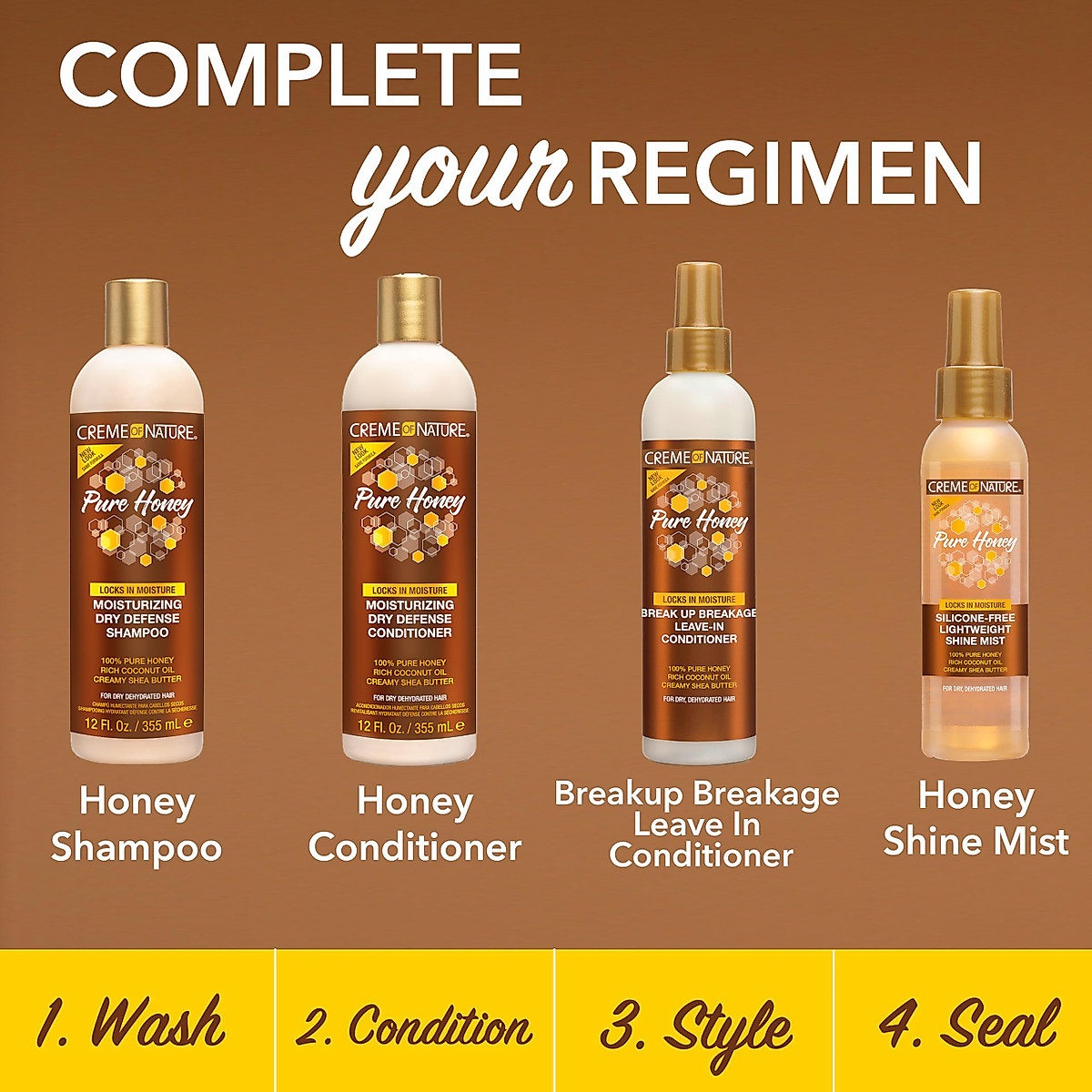 Coconut Oil & Shea Butter Shampoo by Creme of Nature,Dry Defense for Damaged Hair, Formula with Pure Honey, 12.07 Fl Oz