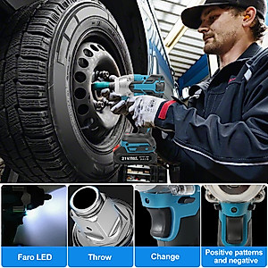 Jadeshay 21V Brushless Impact Wrench, Cordless Electric Screwdriver, Rechargeable Drill Driver with US Plug, 1/2” Drive