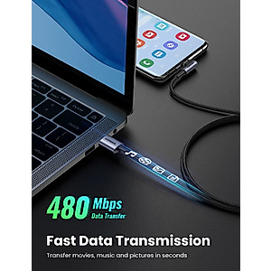 UGREEN USB A to USB C Cable, Right Angle USB C Cable 2 Pack Nylon Braided Fast Charging Cable Compatible for Samsung S22 Note20 Z Flip Z Fold, iPad Mini 6 Air 5,PS5, Switch, etc. 3.3FT+6.6FT