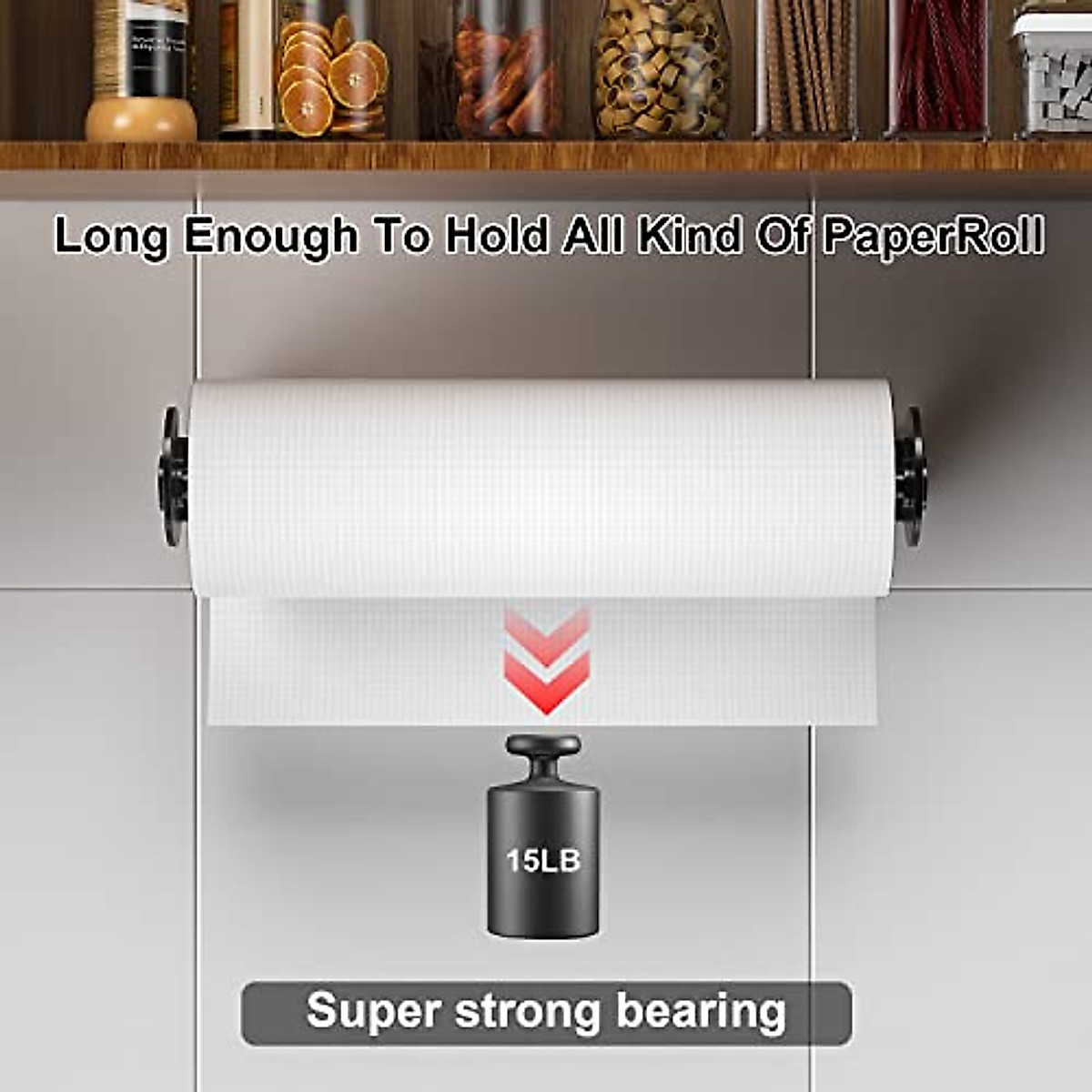 Carry360 Adhesive Paper Towel Holder Under Cabinet, Paper Towel Rack Stick On Wall for Kitchen Paper Towel Roll-304 Brush SUS Stainless Steel, No Drilling