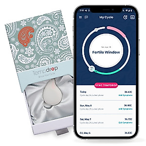Tempdrop Fertility and Ovulation Digital Thermometer Tracker – Wearable Basal Body Temperature (BBT) Monitoring Sensor and Fertility Charting App Includes Comfortable Armband (S/M – 8.5-15.5 inch)