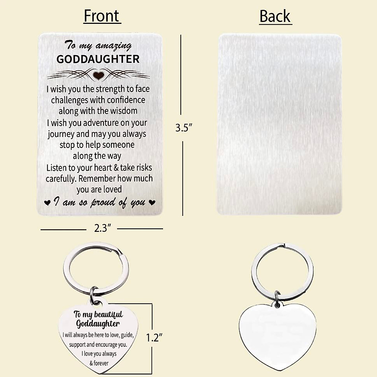 MALLAbyLAMMA To My Goddaughter Journal, Goddaughter Wallet Card, Goddaughter Keychain Gift Set, 140 Page Refillable Notebook, Suitable for Birthday, Graduation, Christmas