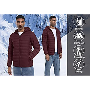 TACVASEN Hooded Down Jackets For Men Quilted Jackets Lightweight Jackets Skiing Jackets Windproof Jackets Water-Resistant Jackets Winter Coat