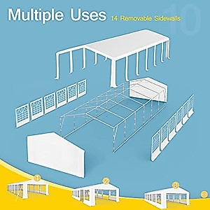 Quictent 20'x 40' Upgraded Galvanized Heavy Duty Gazebo Party Wedding Tent Canopy Carport Shelter with Carry Bags(20x40, White)