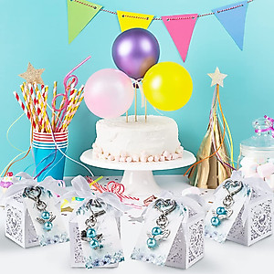 OurWarm Baby Shower Favors for Boys, 48 Sets Baby Shower Party Favors Including Angel Keychains, Favor Boxes and Thank You Cards Baby Shower Gifts for Boys Guests, Baptism Favors, Wedding Favors(Blue)