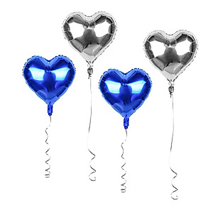 Mefuny 18"Royal Blue Silver Heart Shaped Balloons 18Pcs Foil Balloons Mylar Balloons For Birthday Baby Shower Festival Party Decorations