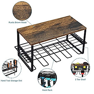 BTY Power Tool Organizer, Drill Holder Wall Mount, Heavy Duty Power Tool Storage Rack with 4 Hanging Slots, Cordless Tool Organizer for Garage