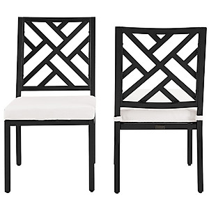 Crosley Furniture Locke 2-Piece Outdoor Chair Set, Dining Patio Chairs for Deck, Backyard, Matte Black with Creme Cushions
