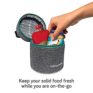 Nanobebe Breastmilk Baby Bottle Bundled with Travel Cooler, Grey Breast Milk Bottle 3-Pack (5oz) and Travel Cooler Bag, Ice Pack Included (12 Items)