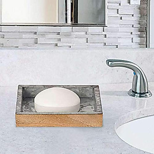 nu-steel CFT3H Confetti Collection Soap Dish, Perfect for Home & Bathroom Accessories, Galvanised Sheet and Wood