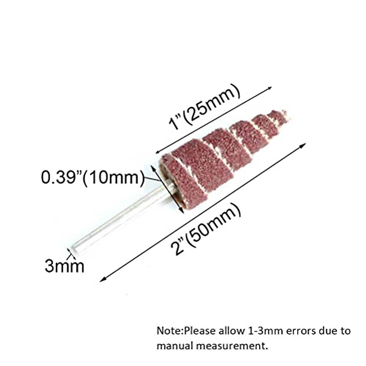 3x10 mm Cone Shape Abrasive Flap Wheel,Sandpaper Grinding Head for Rotary Tool, 3mm Shank 45Pcs,Used for Groove, Gap, Corner polishing