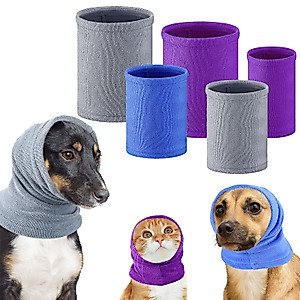 5 Pcs 3 Size Dog Head Wrap Neck Warmer Dog Neck and Ears Warm Winter Dog Pet Dog Snood Ear Cover Ear Wraps Sound Proof for Calming Cat Dog Anxiety Relief Grooming Bathing Noise Protection