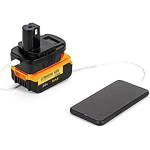 Devrig Battery Adapter for Ryobi 18V Cordless Tools, Convert DeWalt 20V MAX XR Lithium Ion Batteries to Ryobi 18v Battery with 5V 2.1A MAX USB Charge Port-US Stock
