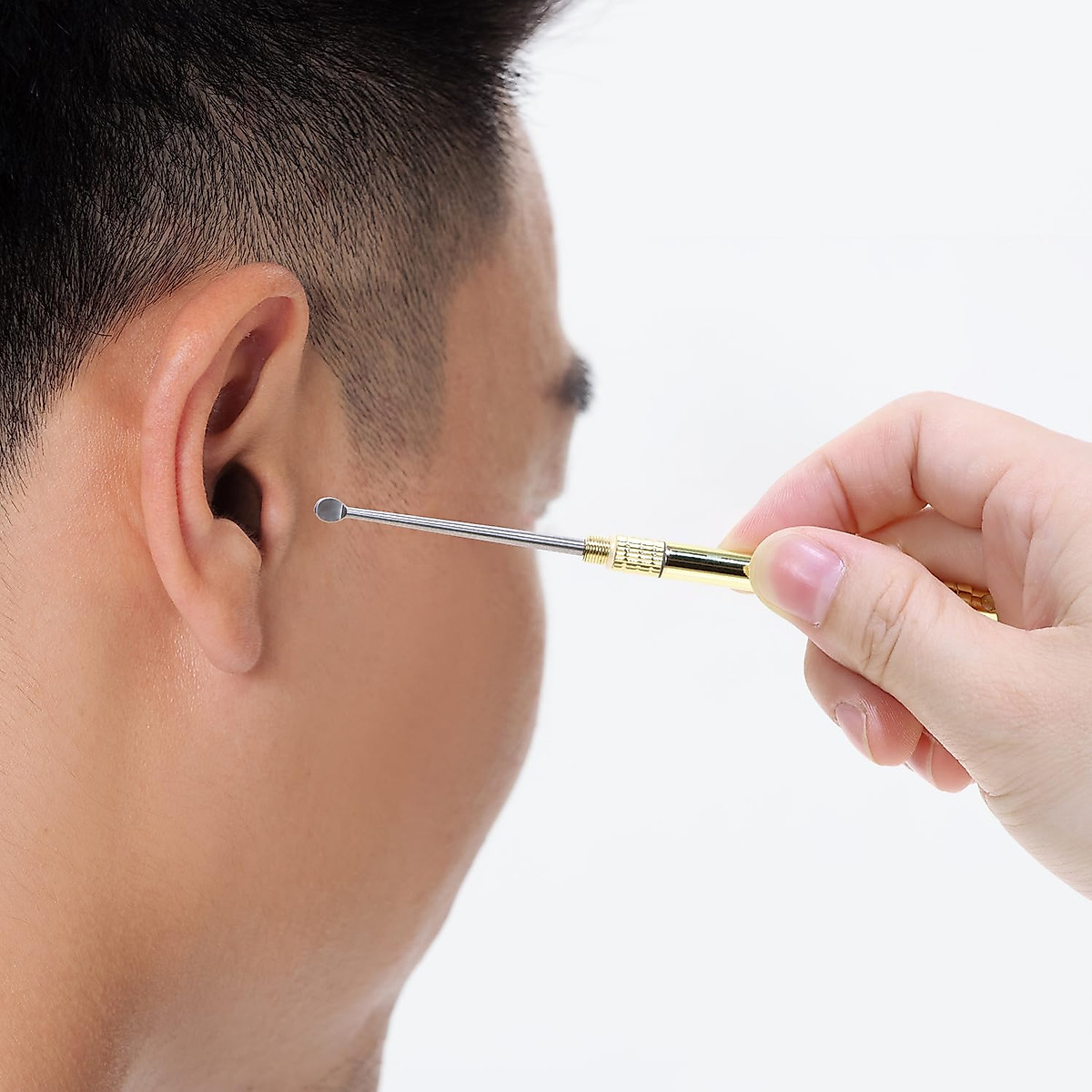 ONLYKXY Ear Wax Removal Tool,Folding Type Titanium Alloy Ear-Pick Cleaner Portable Ear Wax Removal Tools Ear Spoon Attached A Key Ring