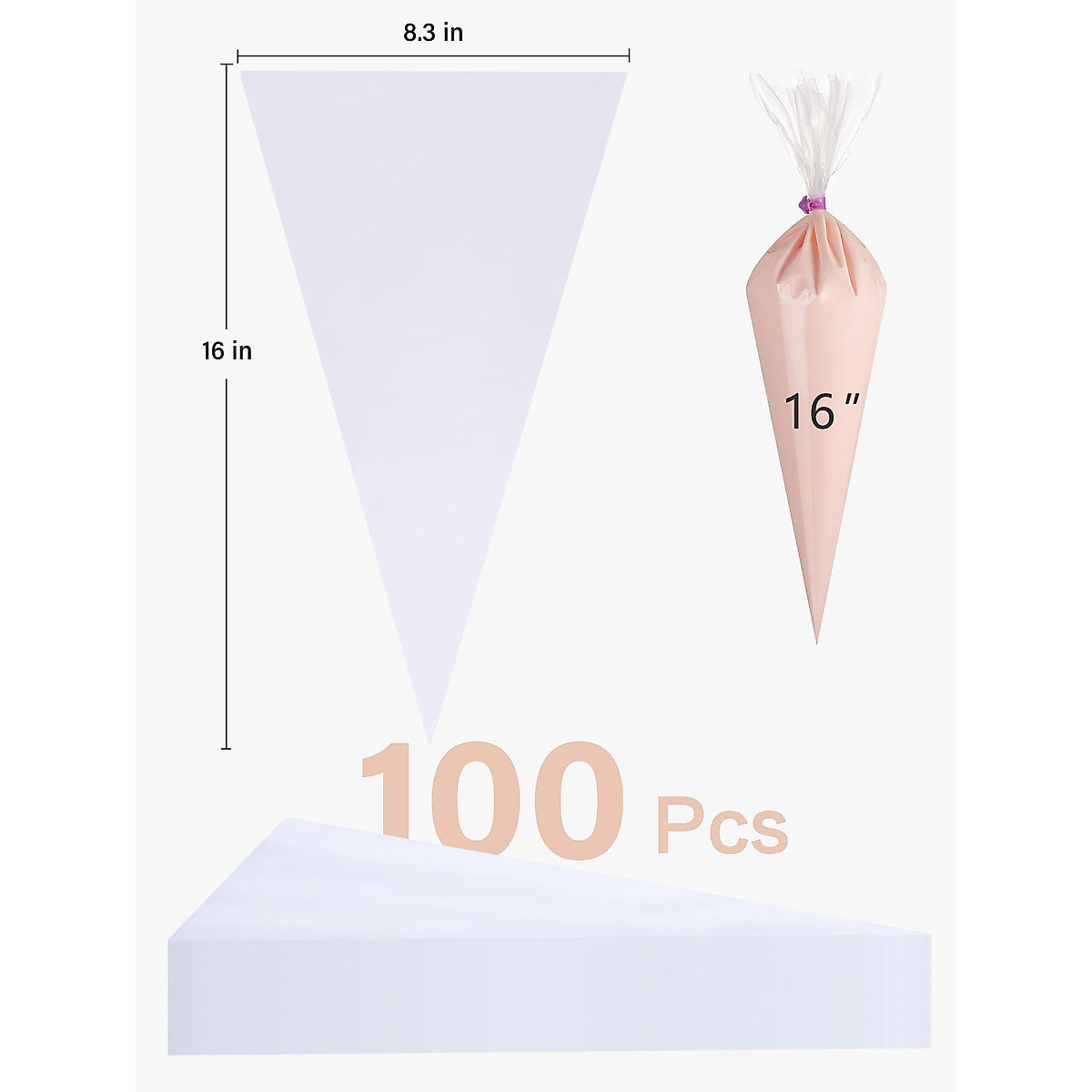 Kootek Piping Bags Disposable 16 Inch 100pcs with EBook, Anti Burst Thicken Pastry Bags, Icing Piping Bags for Cookie Cake Frosting Decorating Baking Supplies