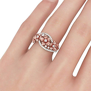 Jeulia Floral Rings for Women 925 Sterling Silver Flower Fashion Band Ring Brilliant Diamond Wedding Engagement Anniversary Promise Ring Jewelry Set (5.5(U.S))