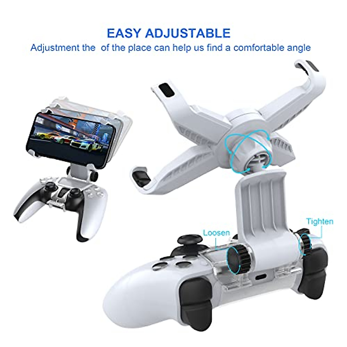 DOBE PS5 Controller Mobile Gaming Clip for Playstation 5 Dualsense Controller Remote Play Mobile Phone Holder Clamp Adjustable Phone Mount Clip