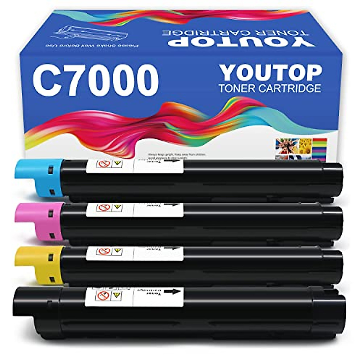 YOUTOP XVC7000 Toner Cartridge Remanufactured 106R03757 106R03758 106R03759 106R03760 for Versalink C7000 C7000DN C7000N (High Yield, 4-Pack)