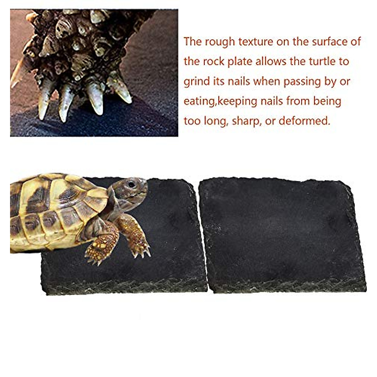 Reptile Basking Platform, Tortoise Feeding Dish, Rock Reptile Food Bowl with Feeding Tweezers Landscape Habitat Decor for Turtle Lizard Bearded Dragon Crested Gecko Snake (4 PCS)