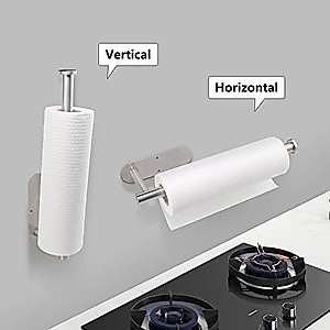 VMVN Paper Towel Holder Under Cabinet, Adhesive Wall Mount Paper Towels Holder,Kitchen Towel Holder, Stainless Steel Paper Holder for Kitchen Bathroom with Screws