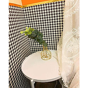 Self Adhesive Vinyl Black and White Shelf Liner Contact Paper Houndstooth Plaid Dresser Drawer Liner Sticker Peel and Stick Wallpaper Removable 17.7x117 Inches