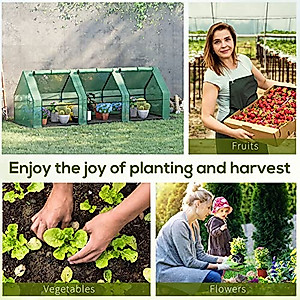 Outsunny 9' x 3' x 3' Portable Mini Greenhouse Outdoor Garden with Large Zipper Doors and Water/UV PE Cover, Green