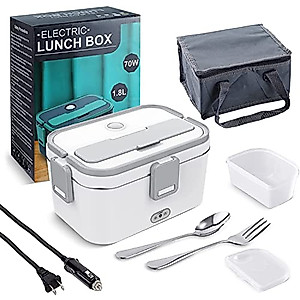 tuhood Electric Lunch Box[Upgraded],Portable Food Warmer,70W,1.8L,Office/Car/Truck Suitable,Strengthened Handle,Leaking Proof,with Free Fork,Spoon and Insulation Bag...