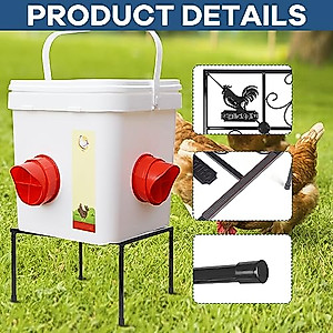 Metal Stand for Chicken Feeder Waterer, 2PCS Iron Stand Holder with Anti-Slip Strips for Buckets Barrels, Chicken Metal Stand for Feeder Waterer Port Indoor Outdoor Coop Poultry(Square)