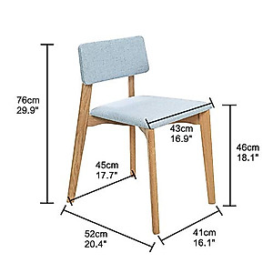 WoodShine Mid Century Modern Dining Chair Sets, Solid Rubber Wood Chairs(2 pcs) with Back & Seat Cushion Fabric, Natural