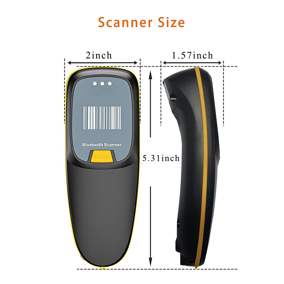 Rabitpos Pocket 1D 2D Barcode Scanner, Handheld Mini QR Code Scanner,3-in-1 Bluetooth & USB Wired & 2.4G Wireless Cordless Image Reader for Windows Tablet iPhone iPad Android POS System