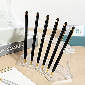 Chinco Plastic Pen Holder Clear Display Stand 6-Slots Pen Display Stand Eyebrow Pen Stand Makeup Brush Rack Organizer for Home Office Desk School Supplies, Vertical (10 Pieces)