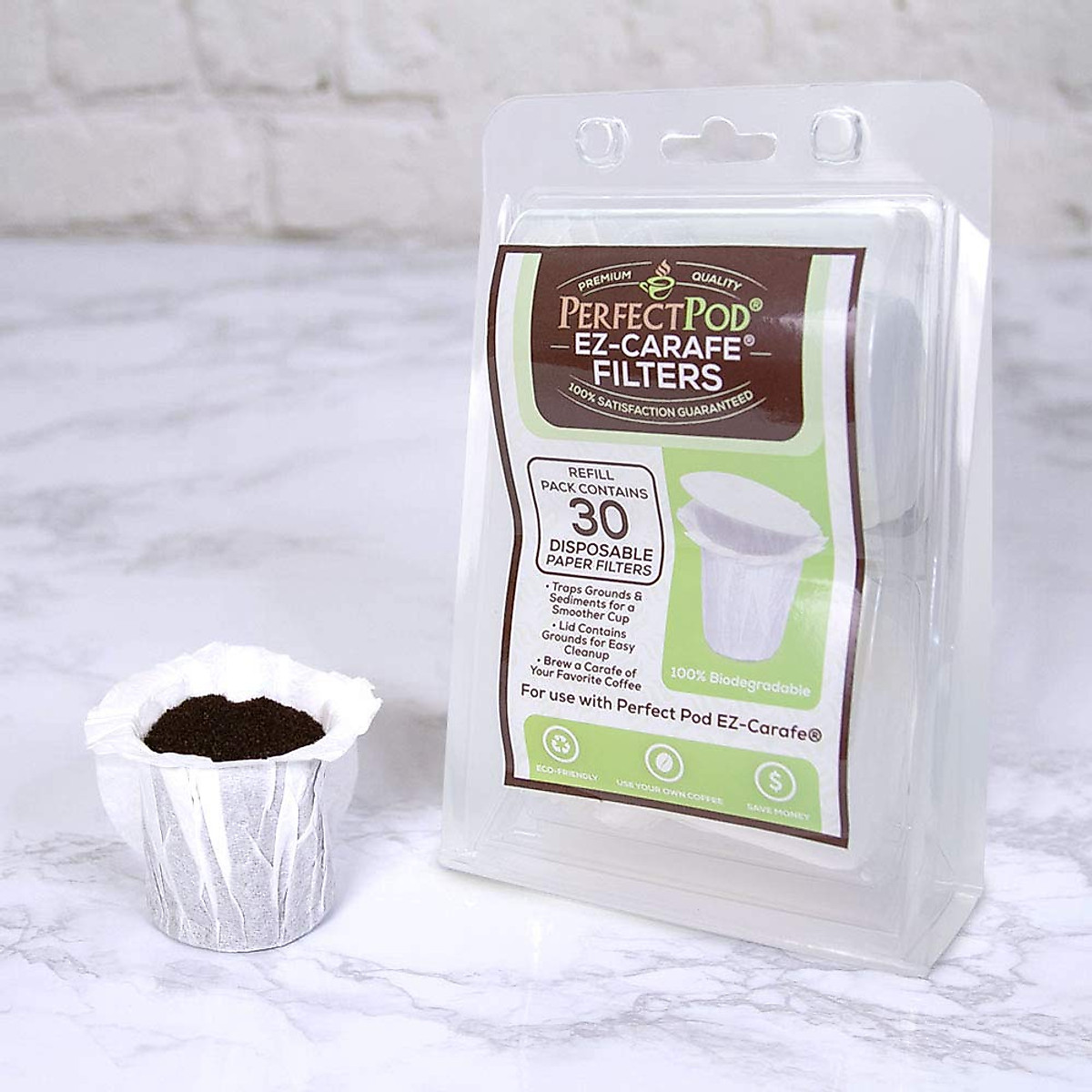 EZ-Carafe Disposable K-Carafe Paper Filters with Patented Top Lid - Compatible and For Use with Keurig 2.0 K-Carafe Reusable Coffee Pods, 4-Pack (120 Filters)