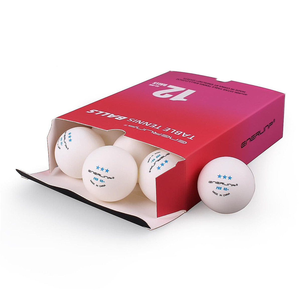 Ping Pong Balls,ENERLINP Sports Table Tennis Balls,Official Ping Pong Ball,Professional Ping Pong balls 3 star,Pelotas de Ping Pong,White ball,Size (40+) (Pack of 12)