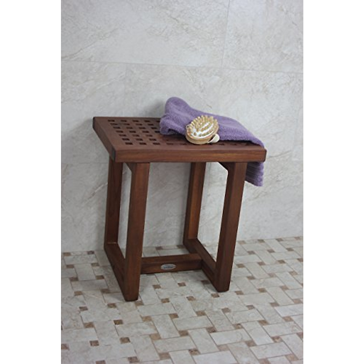 AquaTeak The Original 18" Grate Teak Shower Bench & AquaTeak Premium Teak Oil