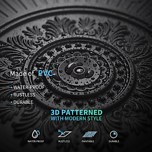 Art3d 12-Pack Drop Ceiling Tiles 2x2 FT, Decorative Easy Install PVC Ceiling Panels for Interior Kitchen Bathroom Basement, 24x24 Inch, Black